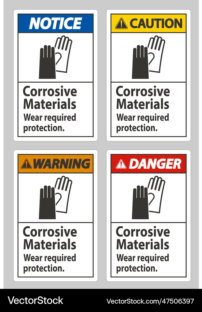 Corrosive materials wear required protection Vector Image