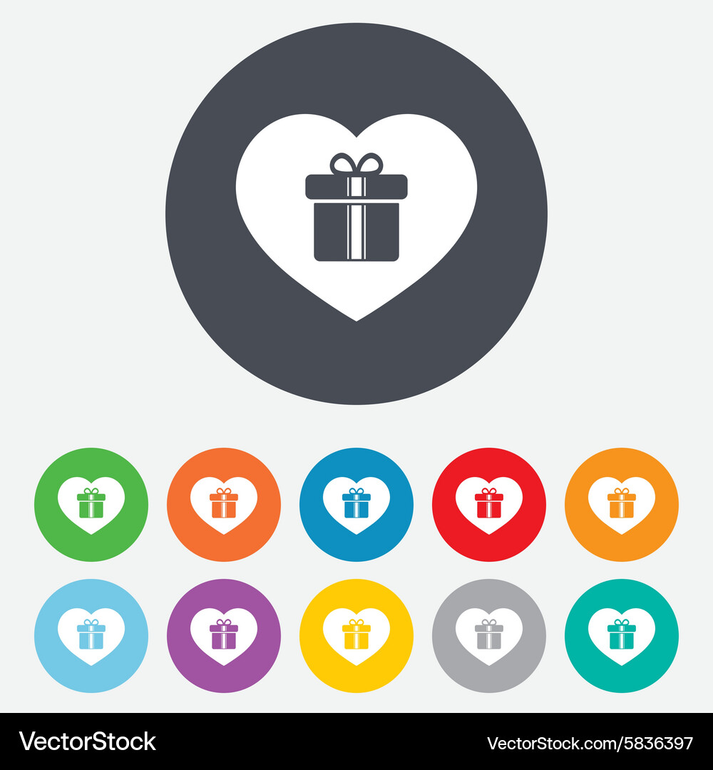 Gift box sign icon love present symbol Royalty Free Vector