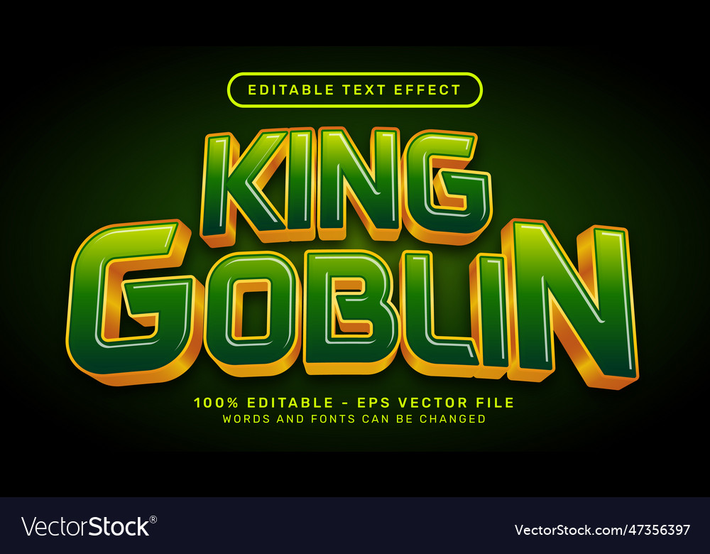 King goblin 3d text effect and editable text Vector Image