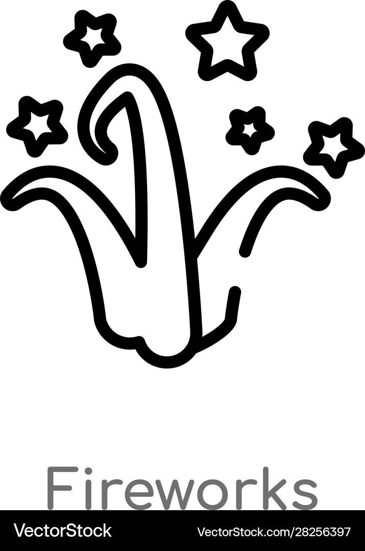 Outline fireworks icon isolated black simple line Vector Image