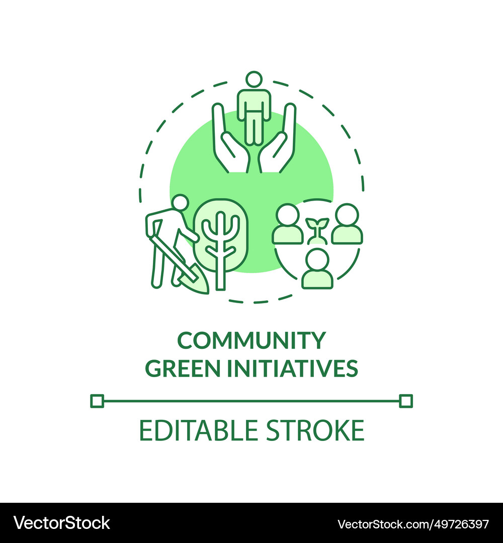 Thin line green community initiatives icon Vector Image