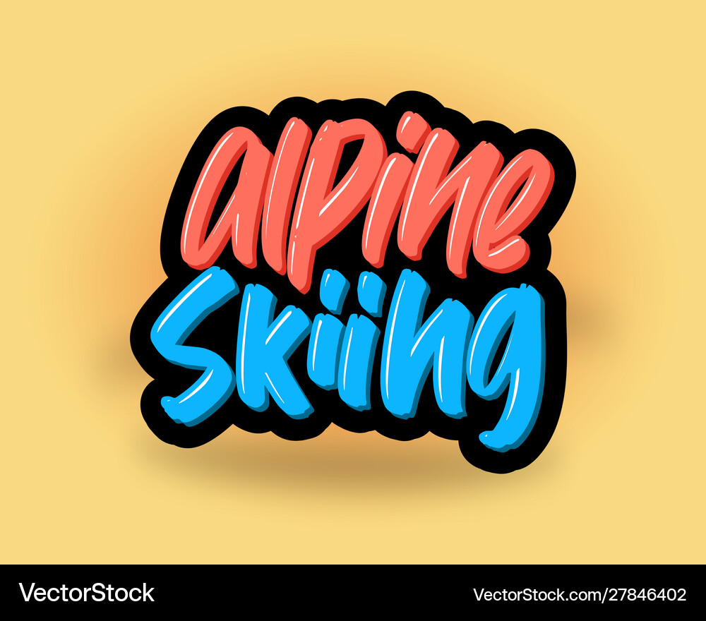 Alpine skiing hand drawn modern brush lettering Vector Image