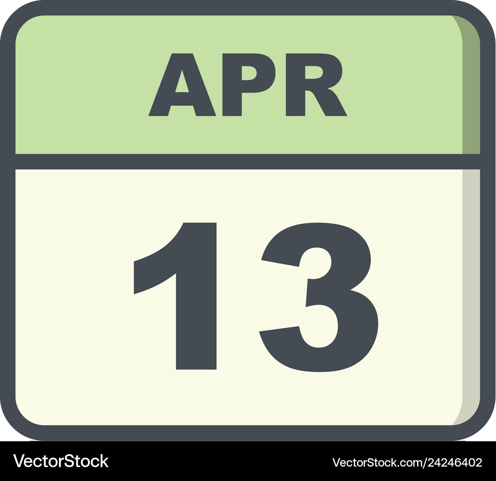 April 13th date on a single day calendar Vector Image