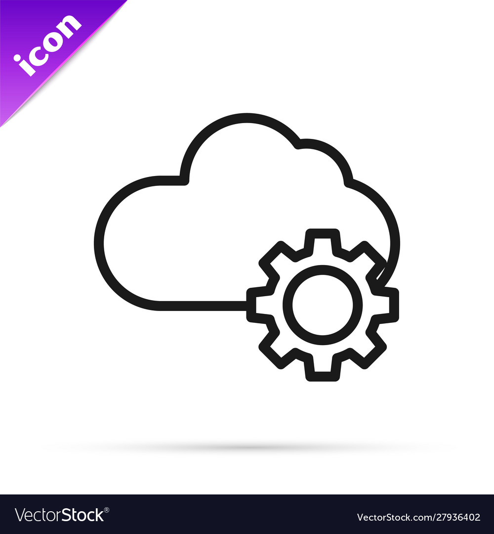 Black line cloud technology data transfer Vector Image