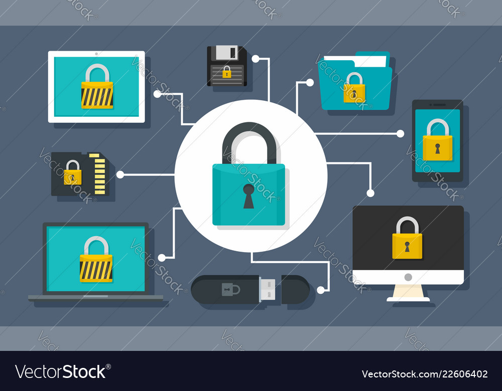 Digital device security concept background flat Vector Image