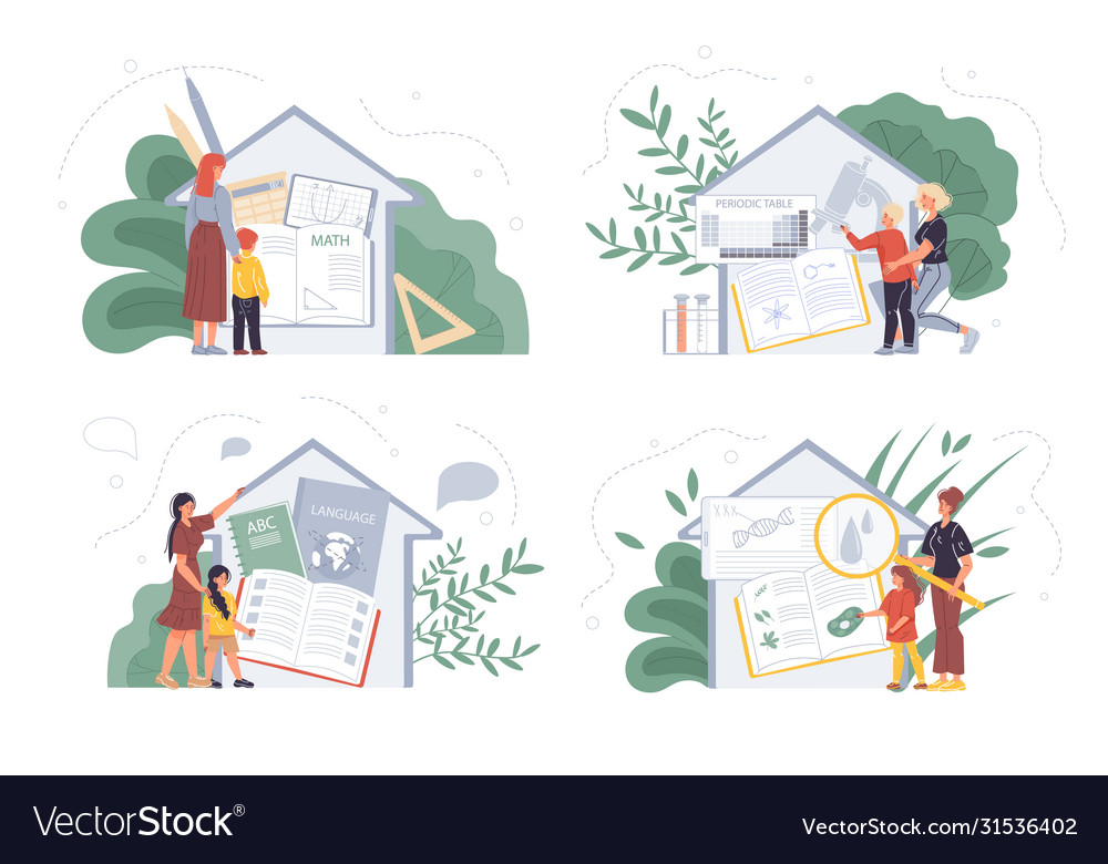 Distance learning online school education at home Vector Image