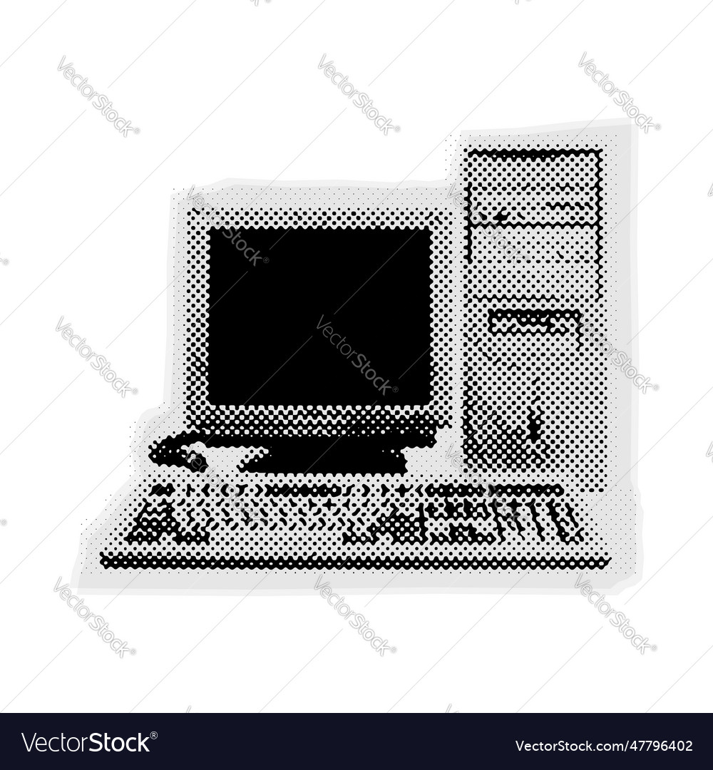 Dot halftone personal computer icon Royalty Free Vector