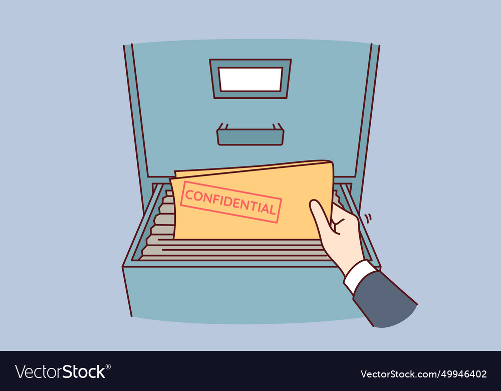 Folder with confidential documents inside safe Vector Image