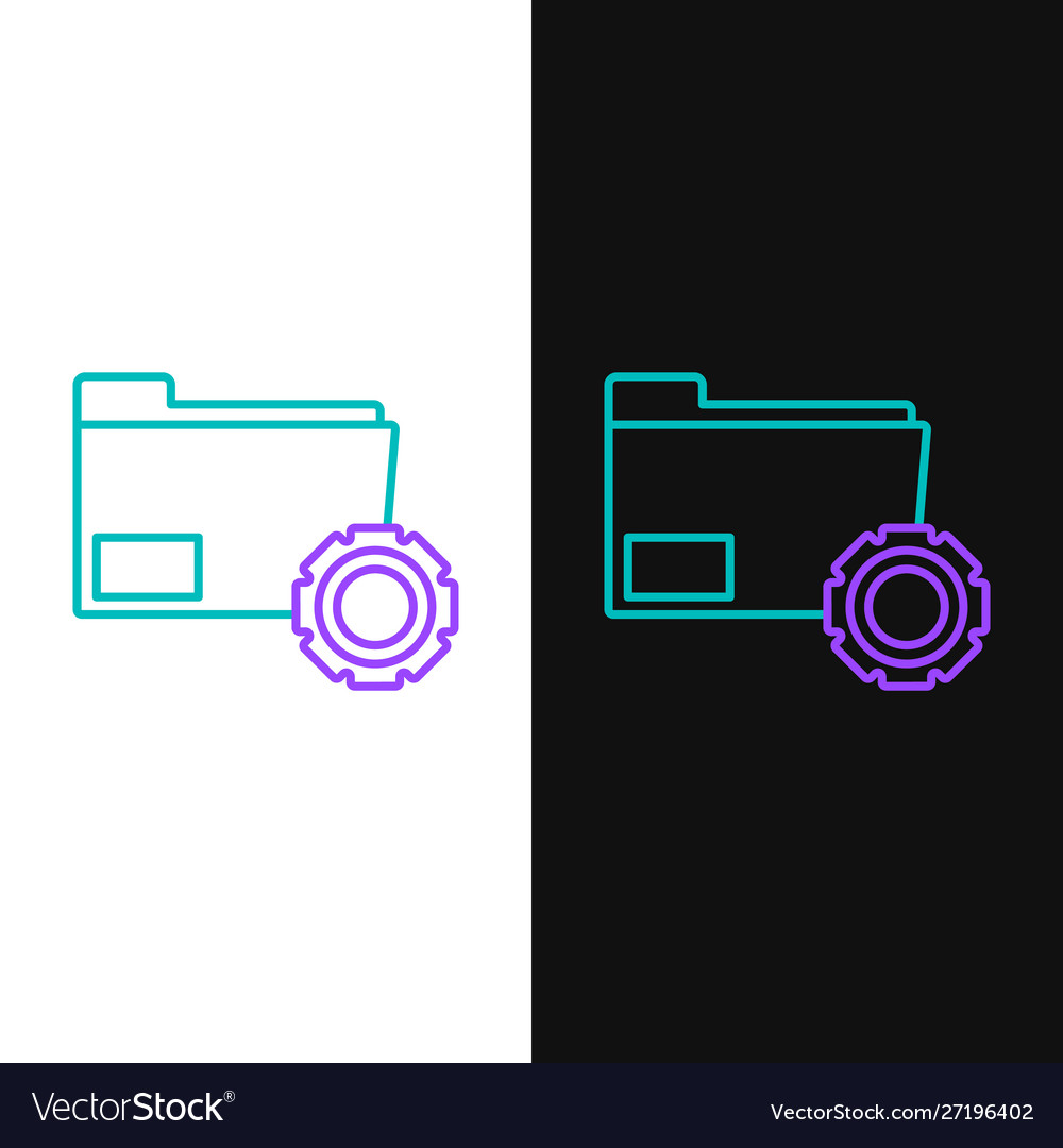 Green and purple line folder settings with gears Vector Image