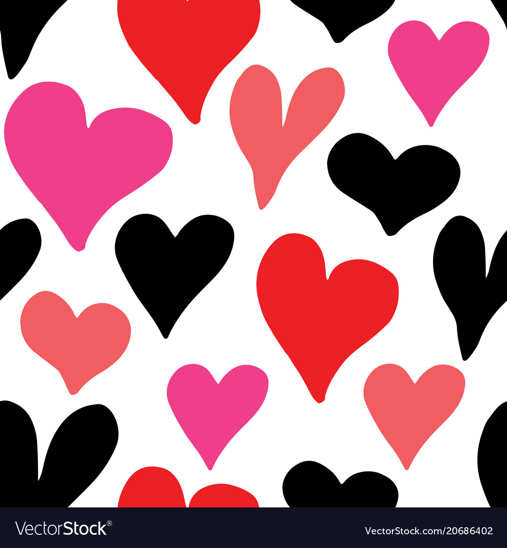 Heart symbol seamless pattern hand drawn sketch Vector Image