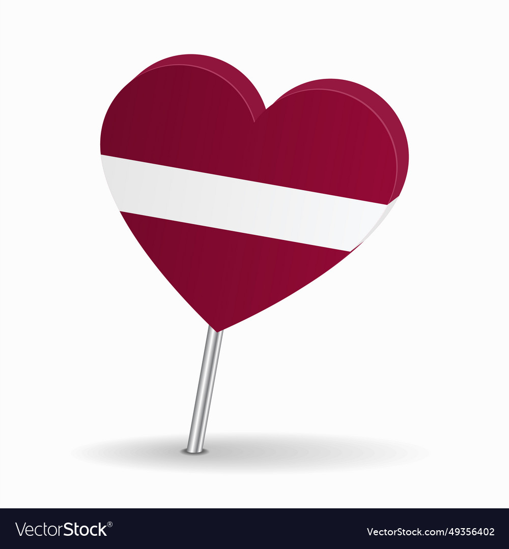 Latvian Flag Heart Shaped Map Pointer Layout Vector Image