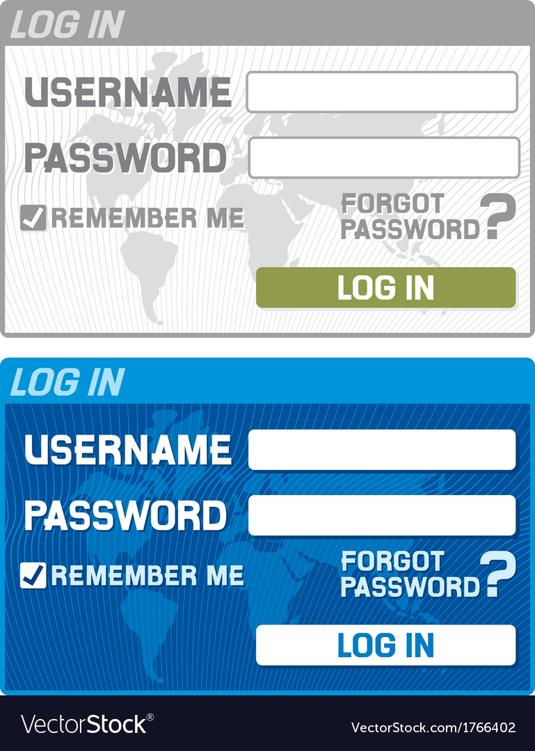Log in form with username and password fields Vector Image