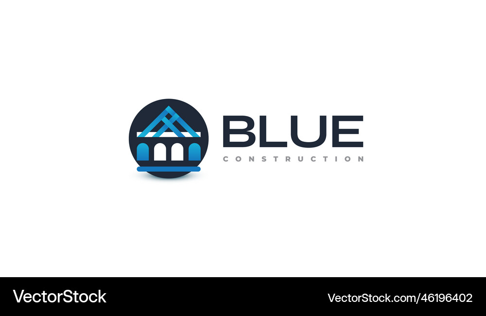 Modern and minimalist blue house logo Royalty Free Vector