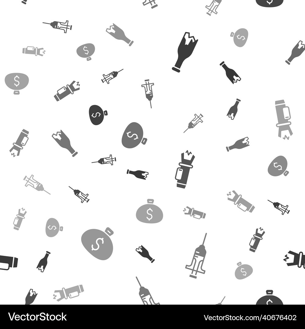 Set broken bottle as weapon syringe police Vector Image