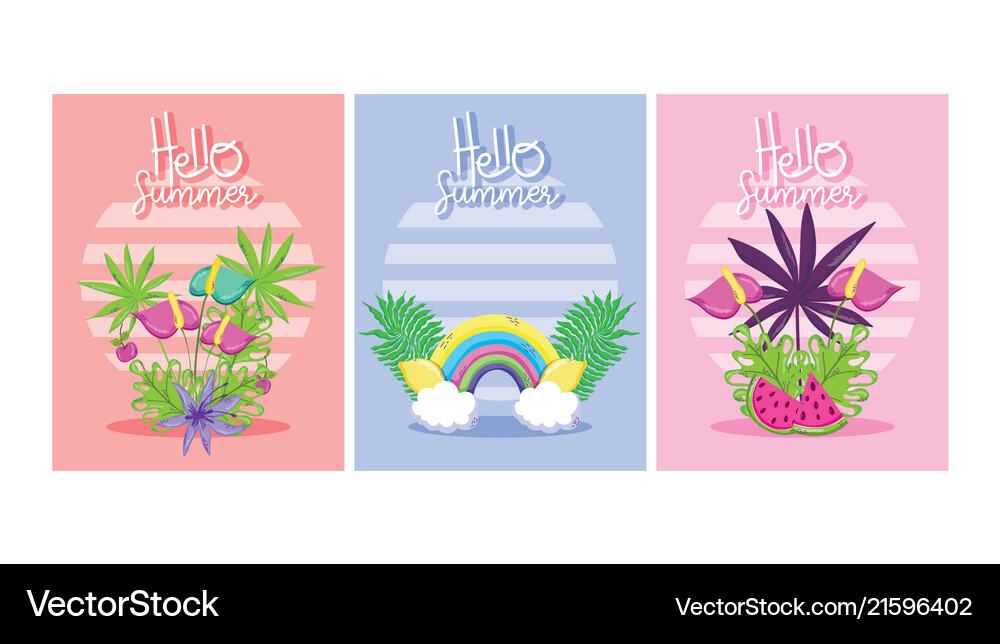Set of hello summer cards Royalty Free Vector Image