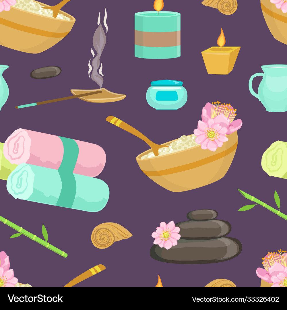 Spa and massage symbols seamless pattern natural Vector Image