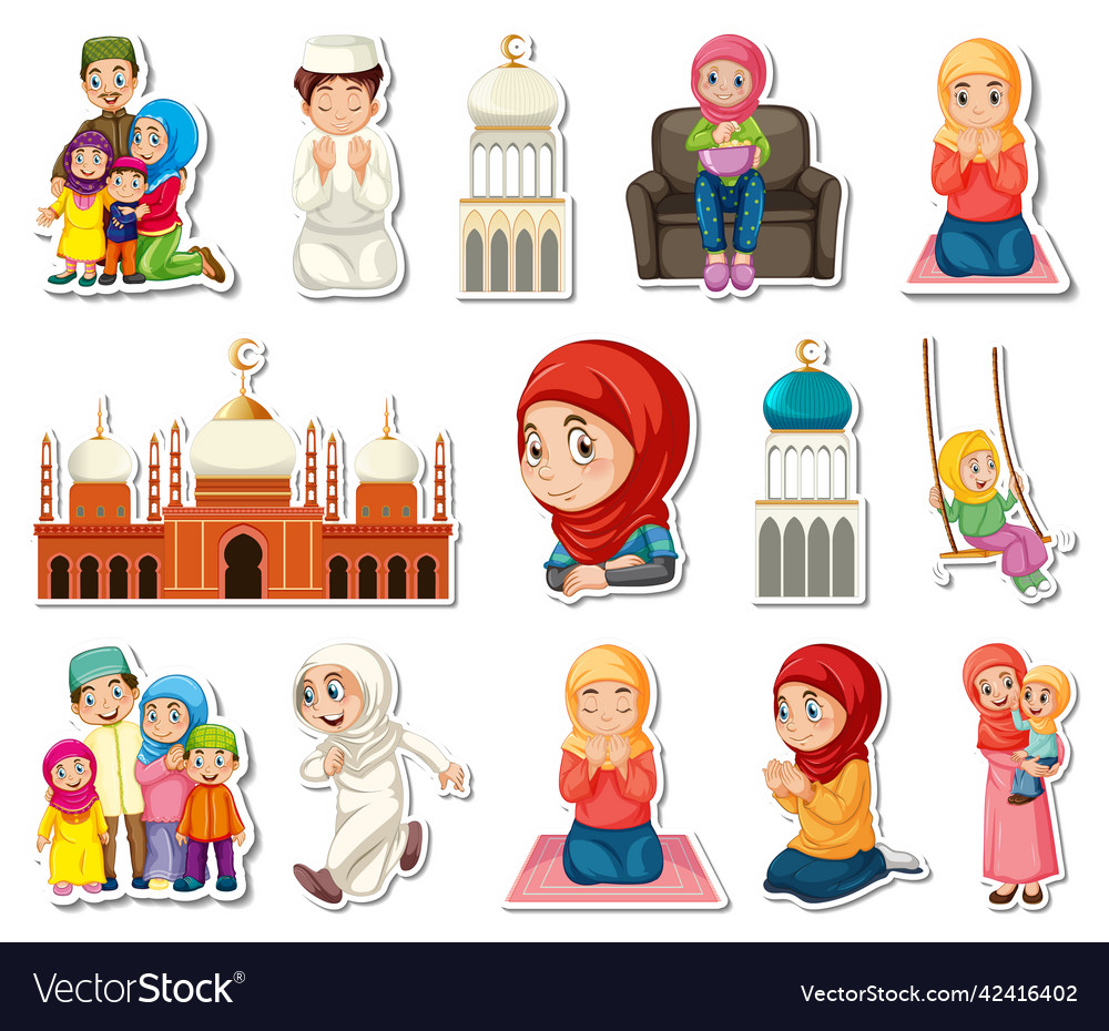 Sticker set of islamic religious symbols Vector Image