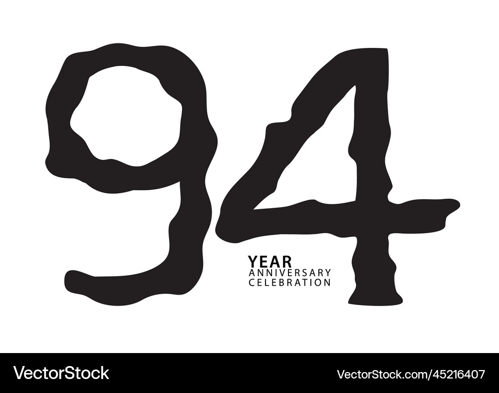 94 year anniversary celebration black color Vector Image