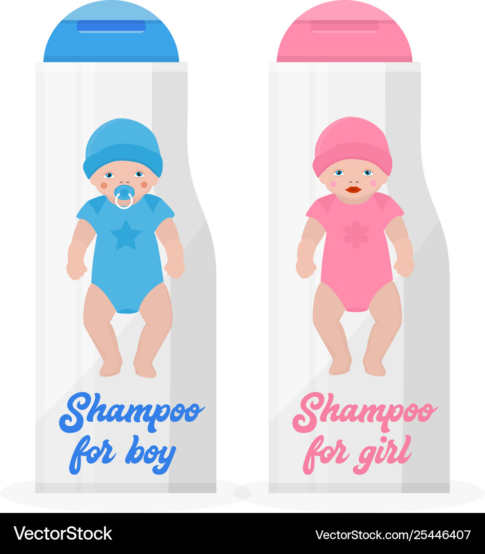 Bottles with baby shampoo banner Royalty Free Vector Image