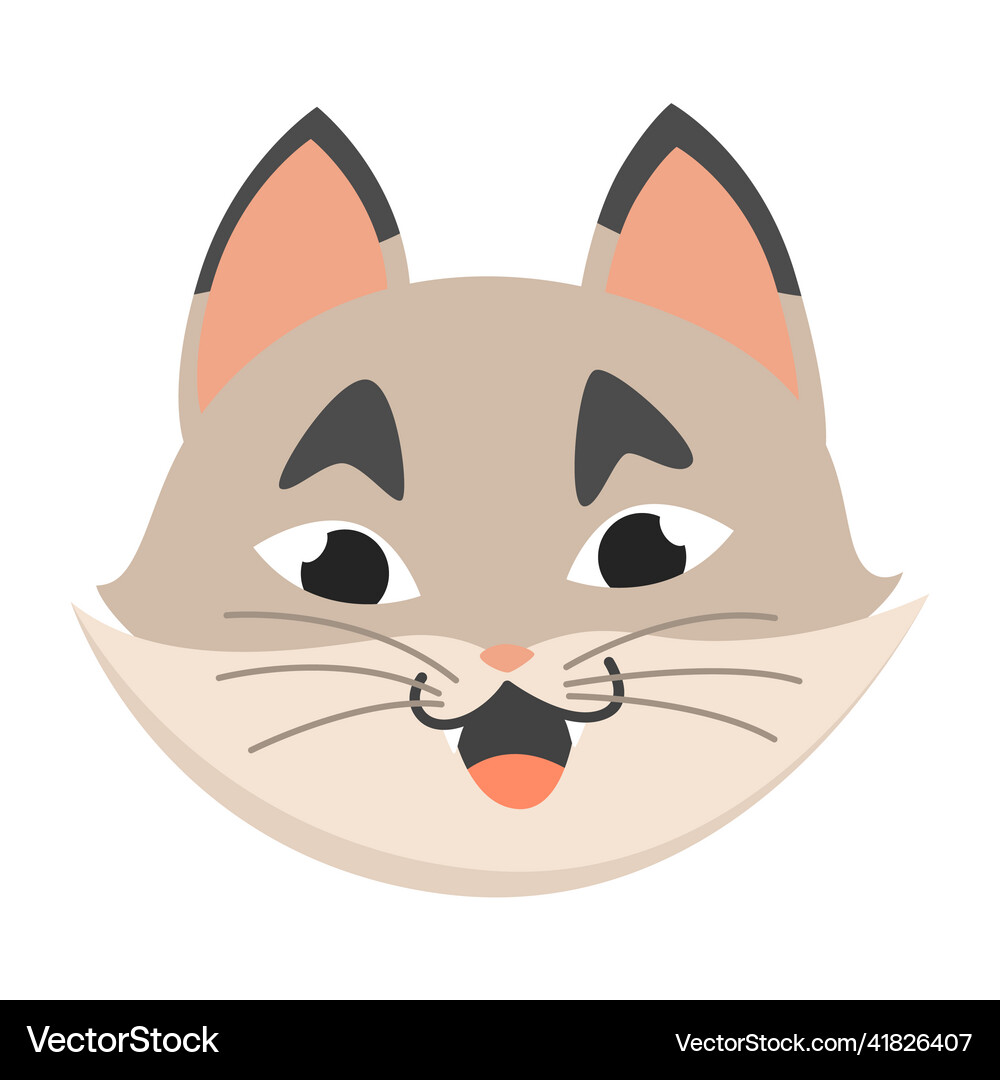 Cat head emoticon funny decorative drawn face Vector Image