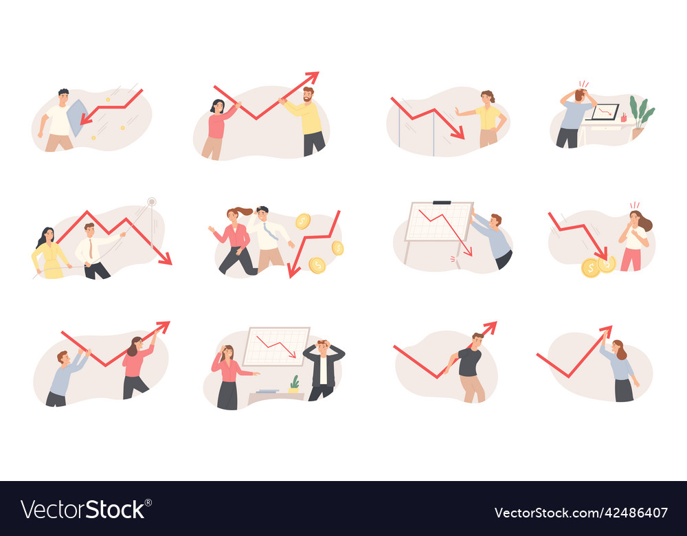 Finance decrease and crisis graph financial Vector Image
