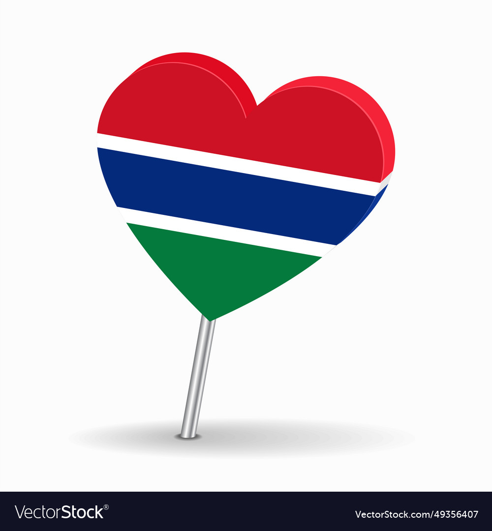 Gambian flag heart-shaped map pointer layout Vector Image