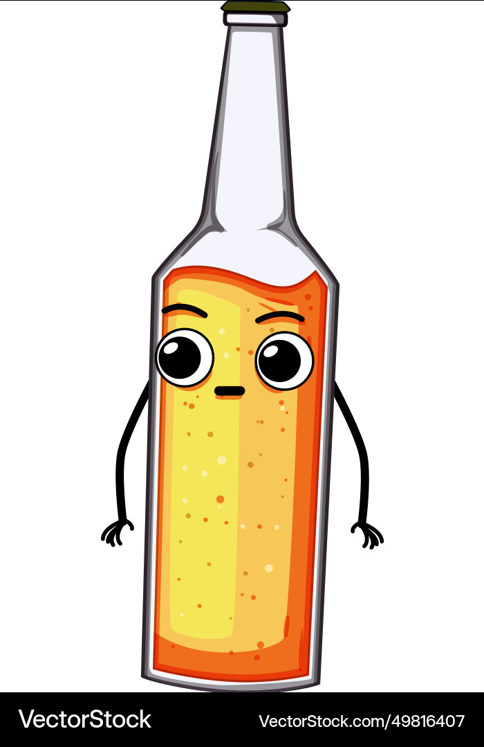 Glass beer bottle character cartoon Royalty Free Vector