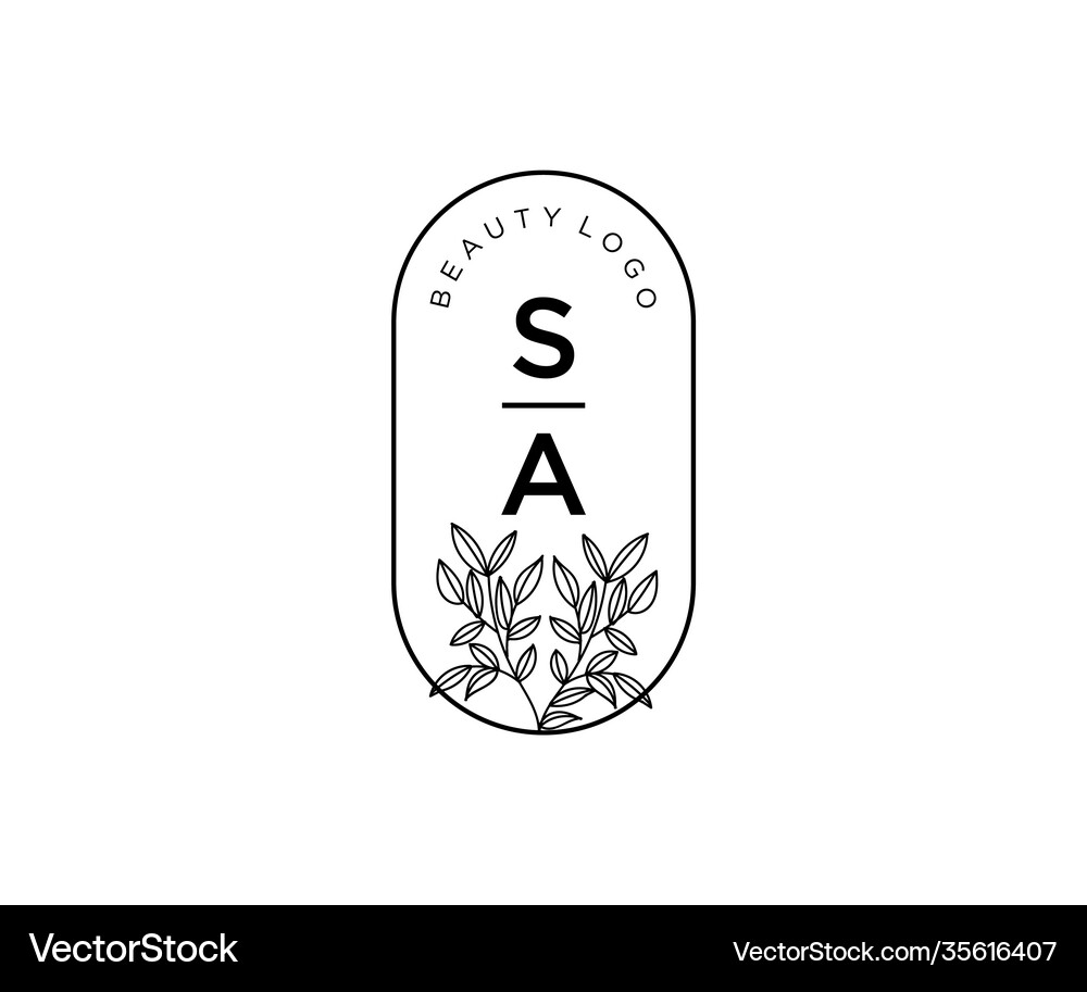 Initial sa letters beautiful floral feminine Vector Image