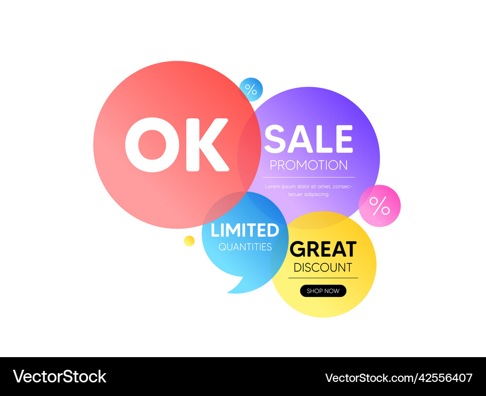 Ok text tag approved okay message discount offer Vector Image