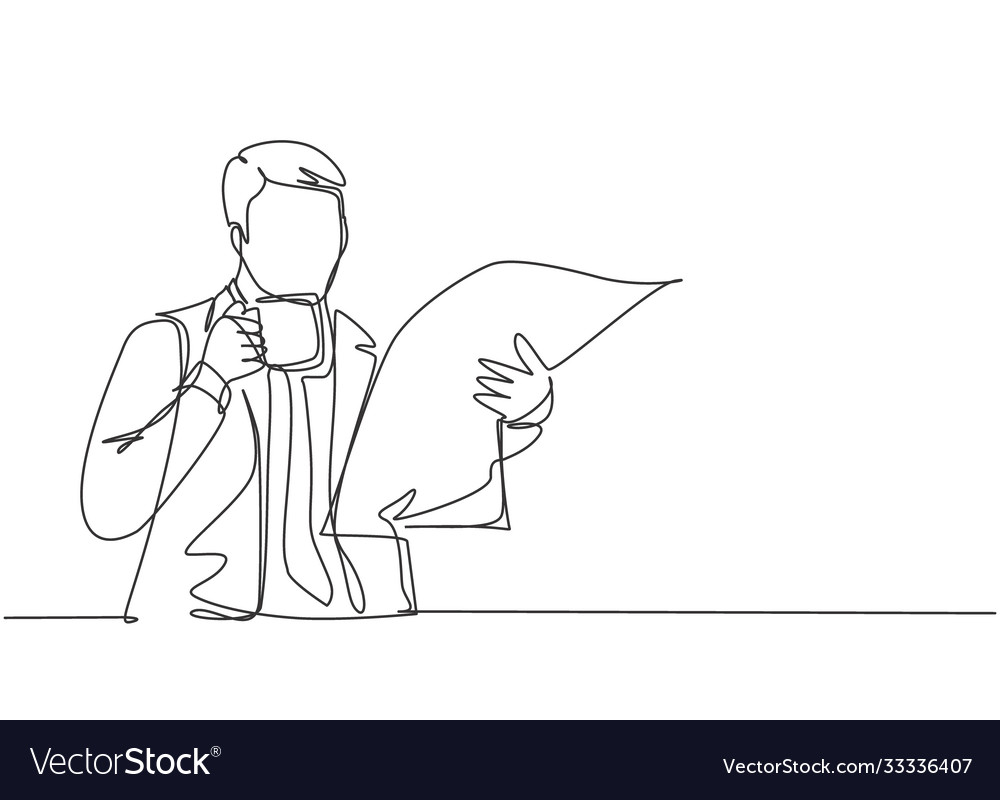 One continuous line drawing young happy Royalty Free Vector