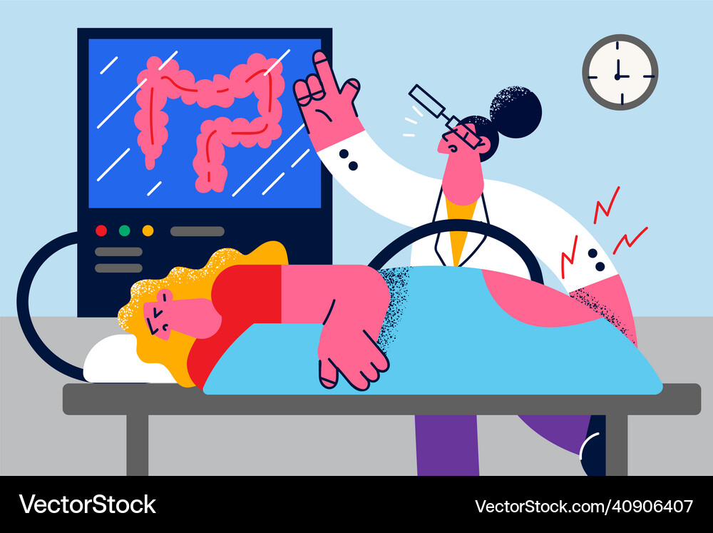 Patient undergo colonoscopy procedure in hospital Vector Image