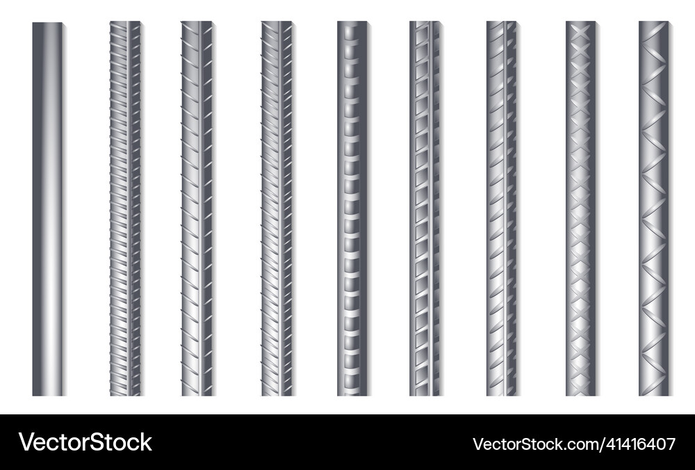 Realistic reinforcement steel bar set rods Vector Image