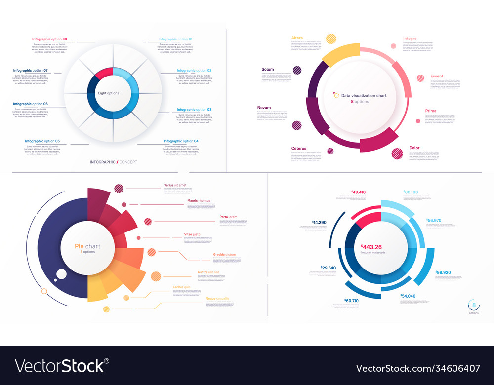 Set circle chart designs modern Royalty Free Vector Image