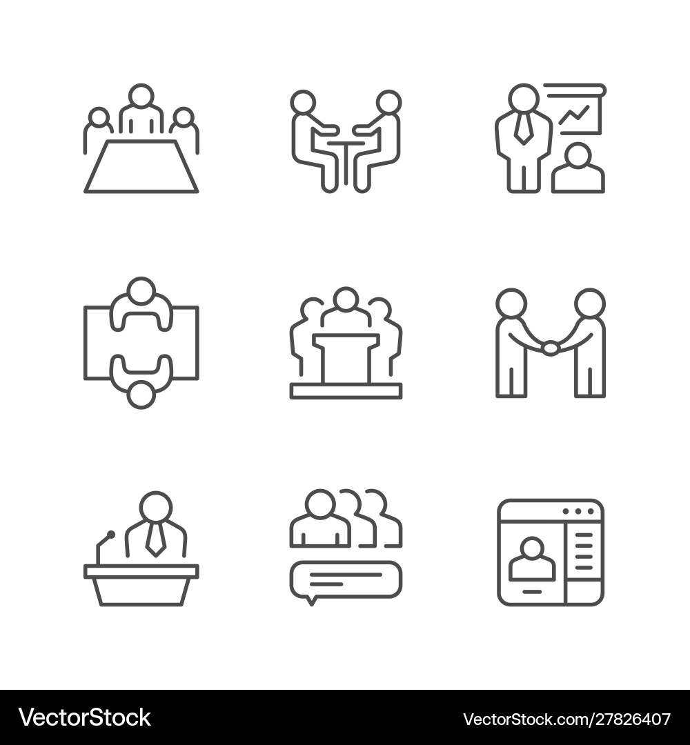 Set line icons meeting Royalty Free Vector Image