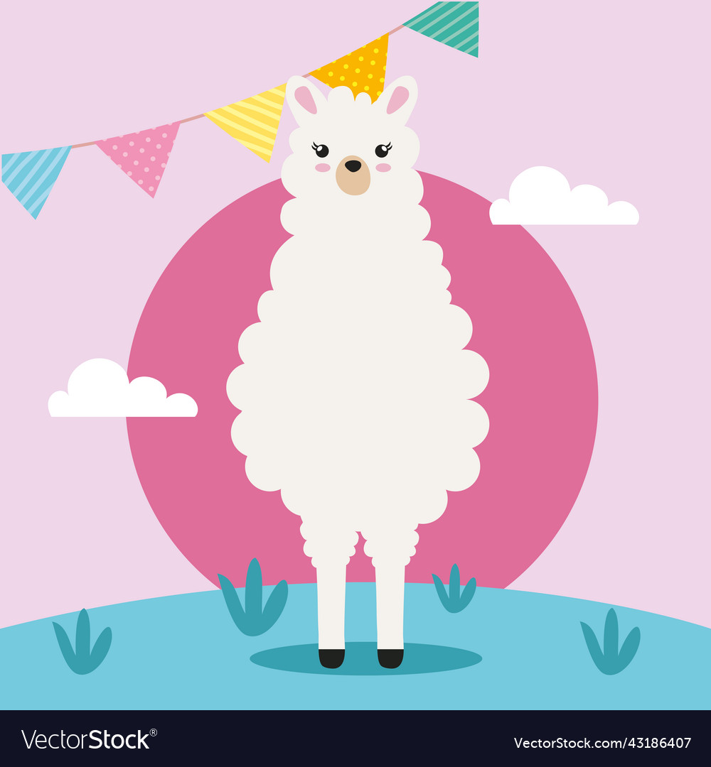Sweet llama with garlands Royalty Free Vector Image