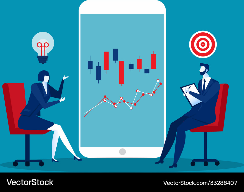 Two business consultant and offer ideas about Vector Image