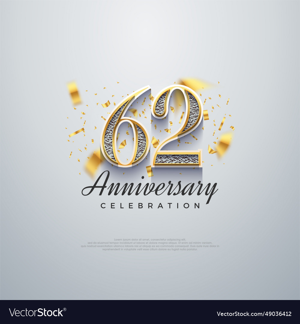 62nd anniversary number shiny luxury premium Vector Image
