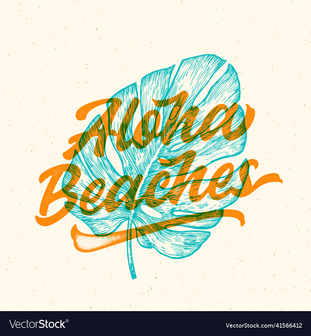 Aloha beaches lettering hawaiian summer tropical Vector Image