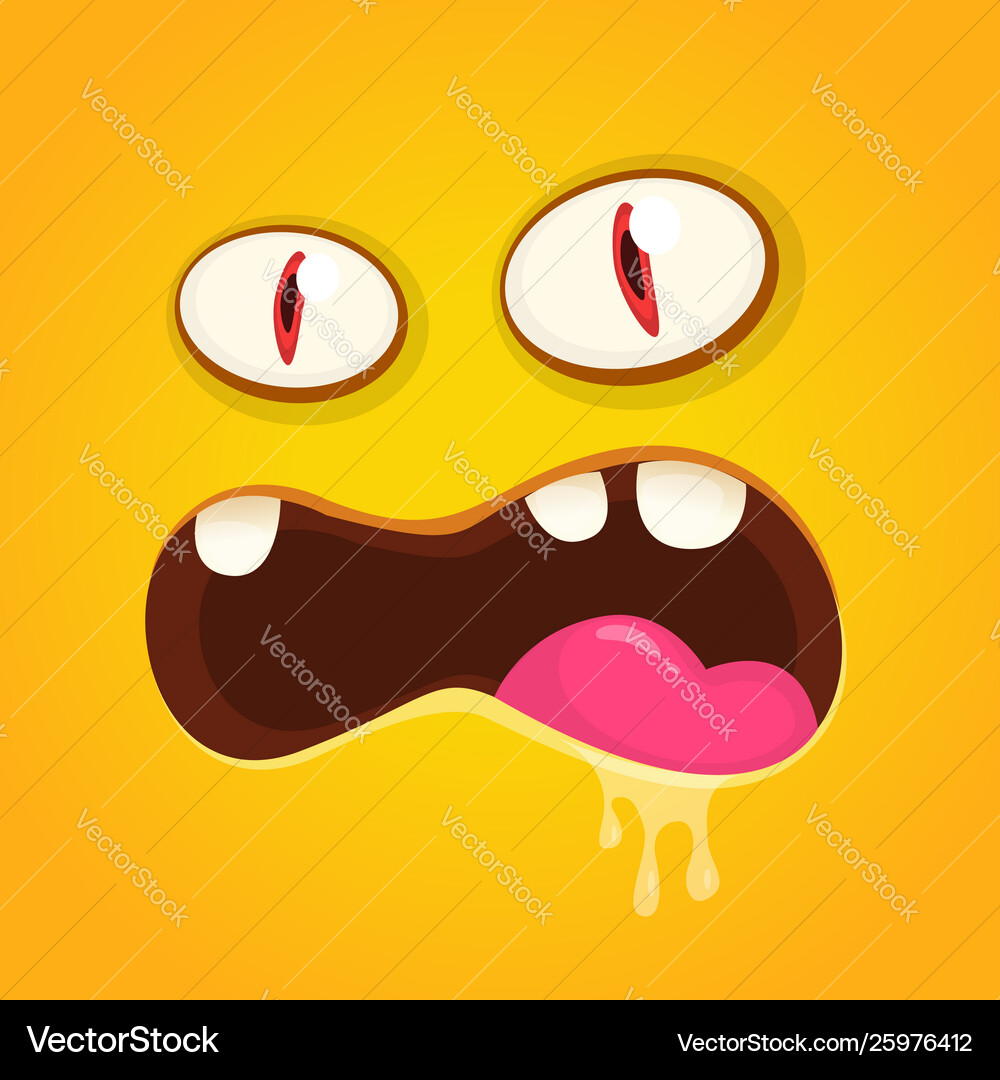 Angry cartoon monster face avatar Royalty Free Vector Image