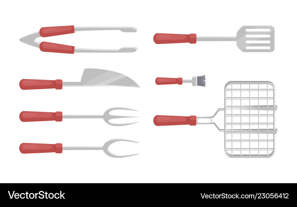 Bbq cutlery barbecue icons set Royalty Free Vector Image