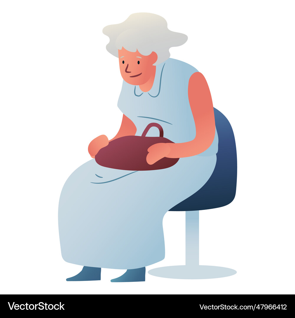 Character waiting old woman Royalty Free Vector Image