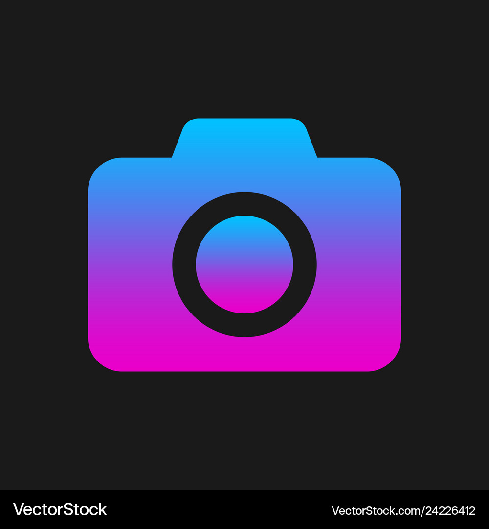Colorful camera symbol in gradient color on dark Vector Image