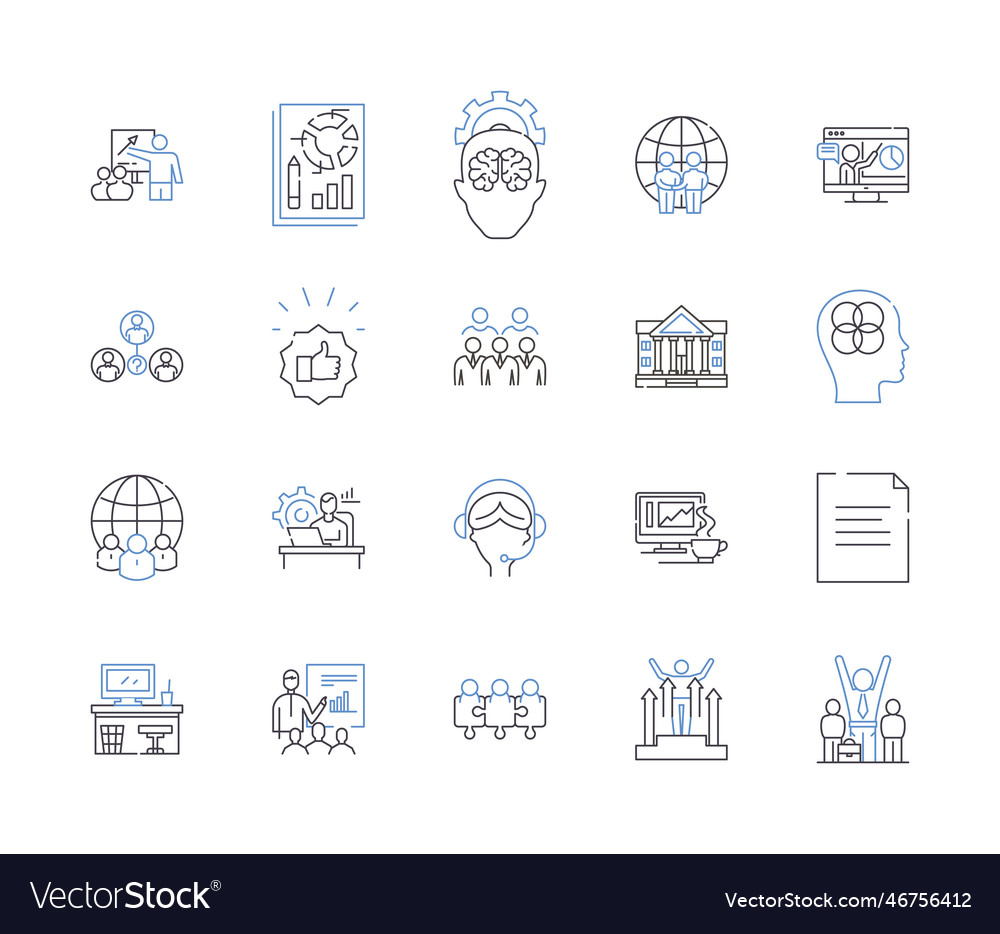 Department Workflow Outline Icons Collection Vector Image
