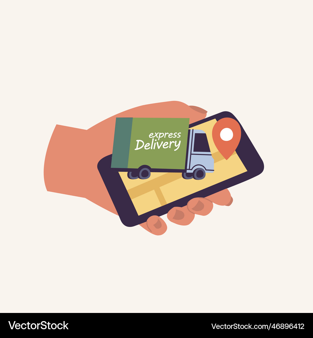 Hand and holding mobile smart phone with app Vector Image
