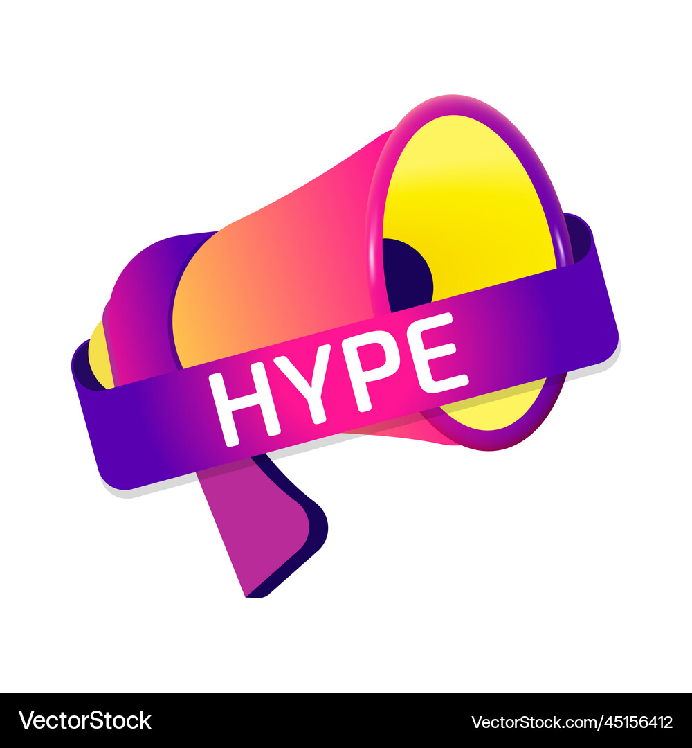 Hype banner label badge icon with megaphone flat Vector Image