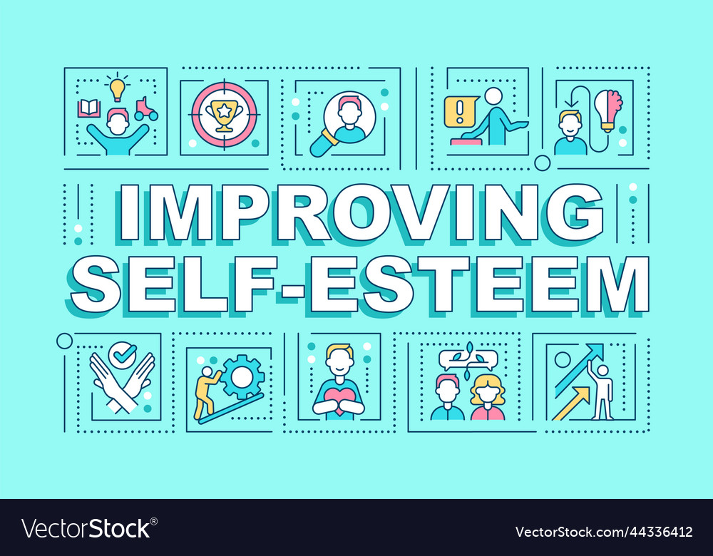 Improving self esteem word concepts turquoise Vector Image
