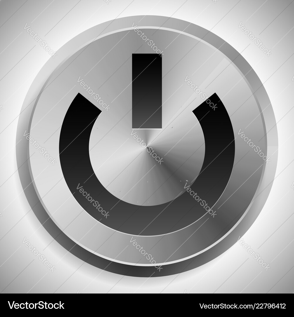 Metallic icon with power symbol metallic power Vector Image