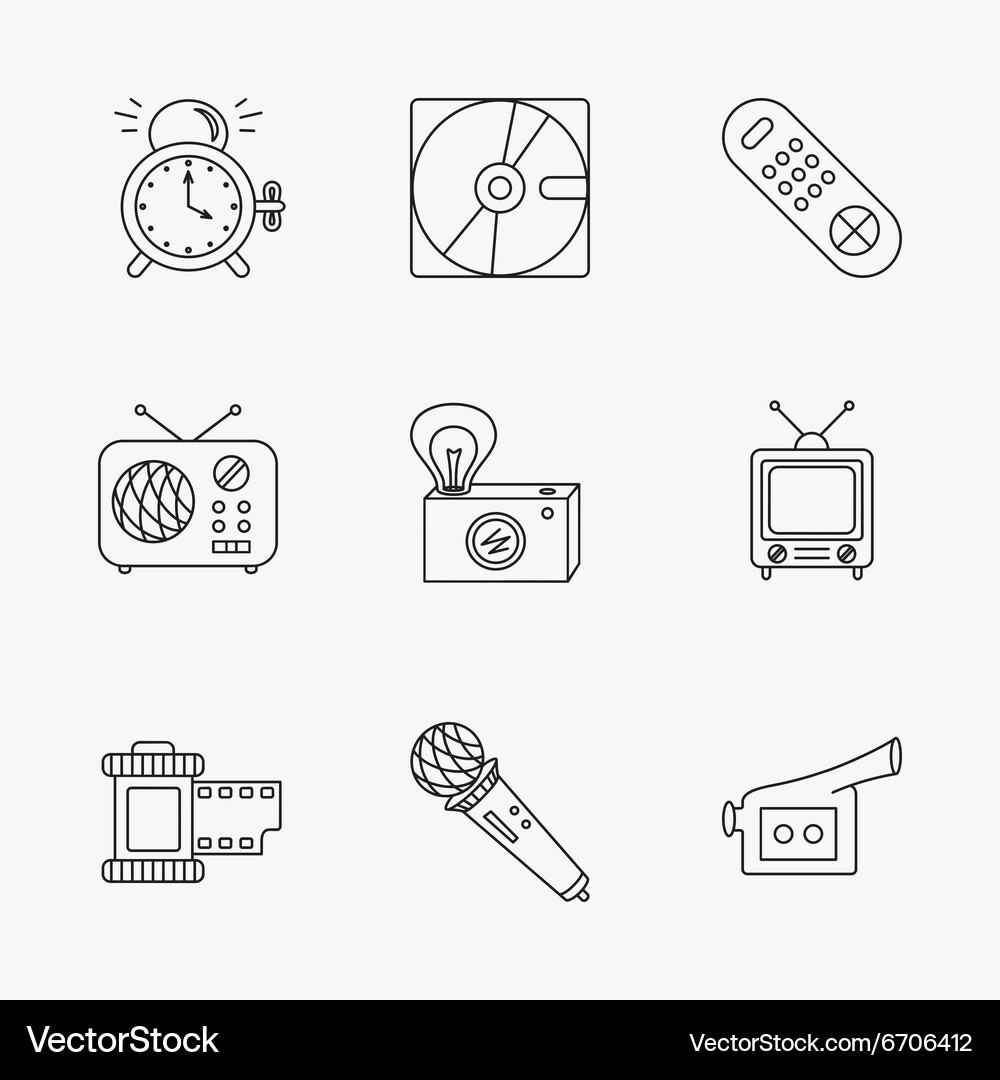 Microphone video camera and photo icons Royalty Free Vector