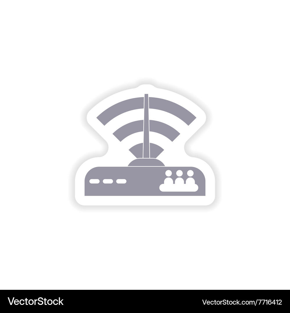 Paper sticker on white background wi-fi router Vector Image