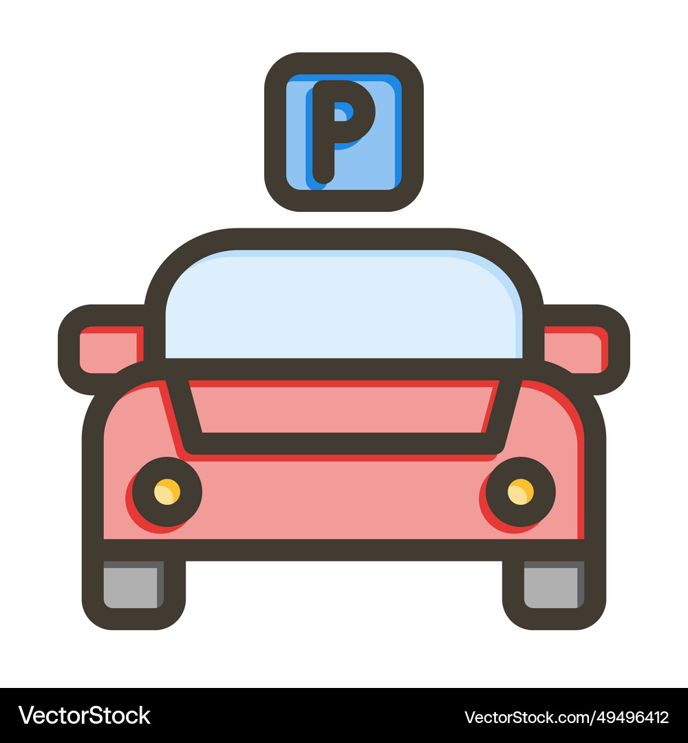 Parking thick line filled colors icon Royalty Free Vector
